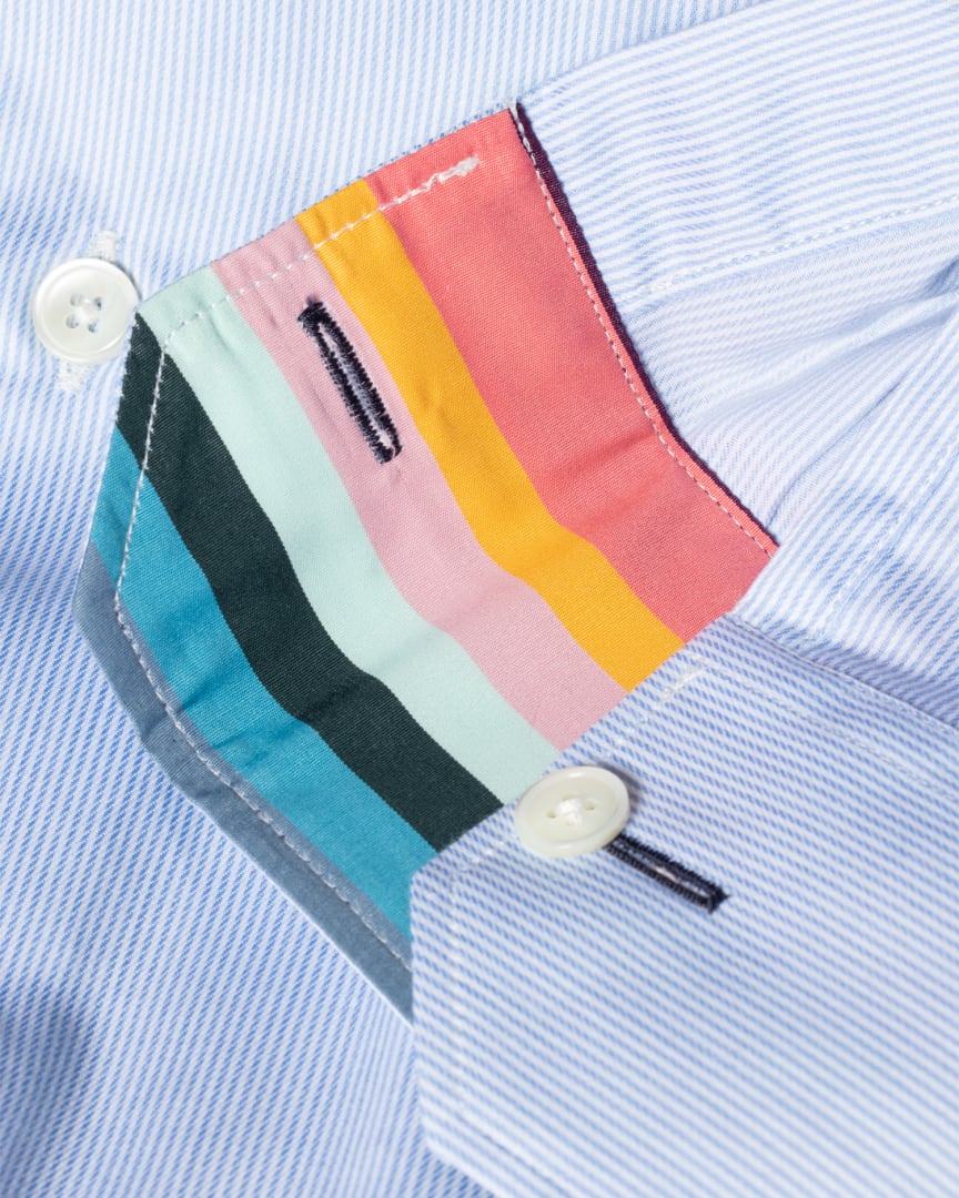 Men's Tailored-Fit Light Blue 'Fine Stripe' Easy Care Shirt