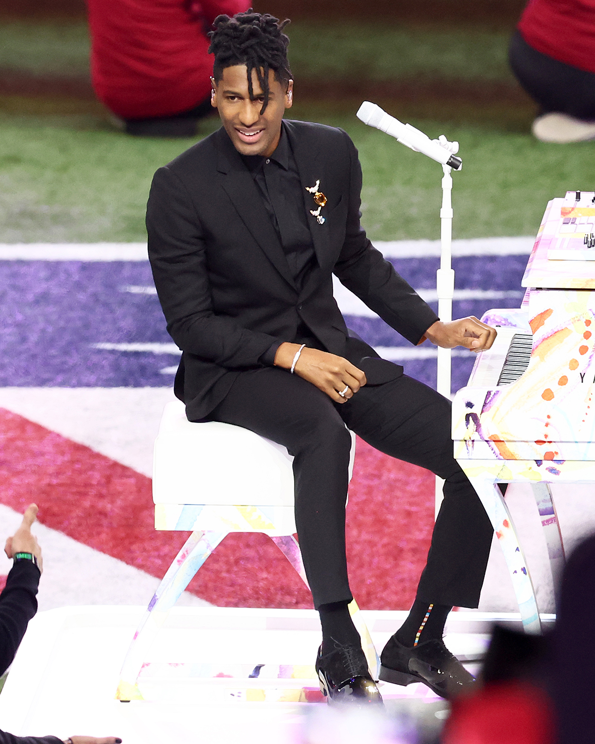 Jon Batiste Wears Paul Smith at the Superbowl
